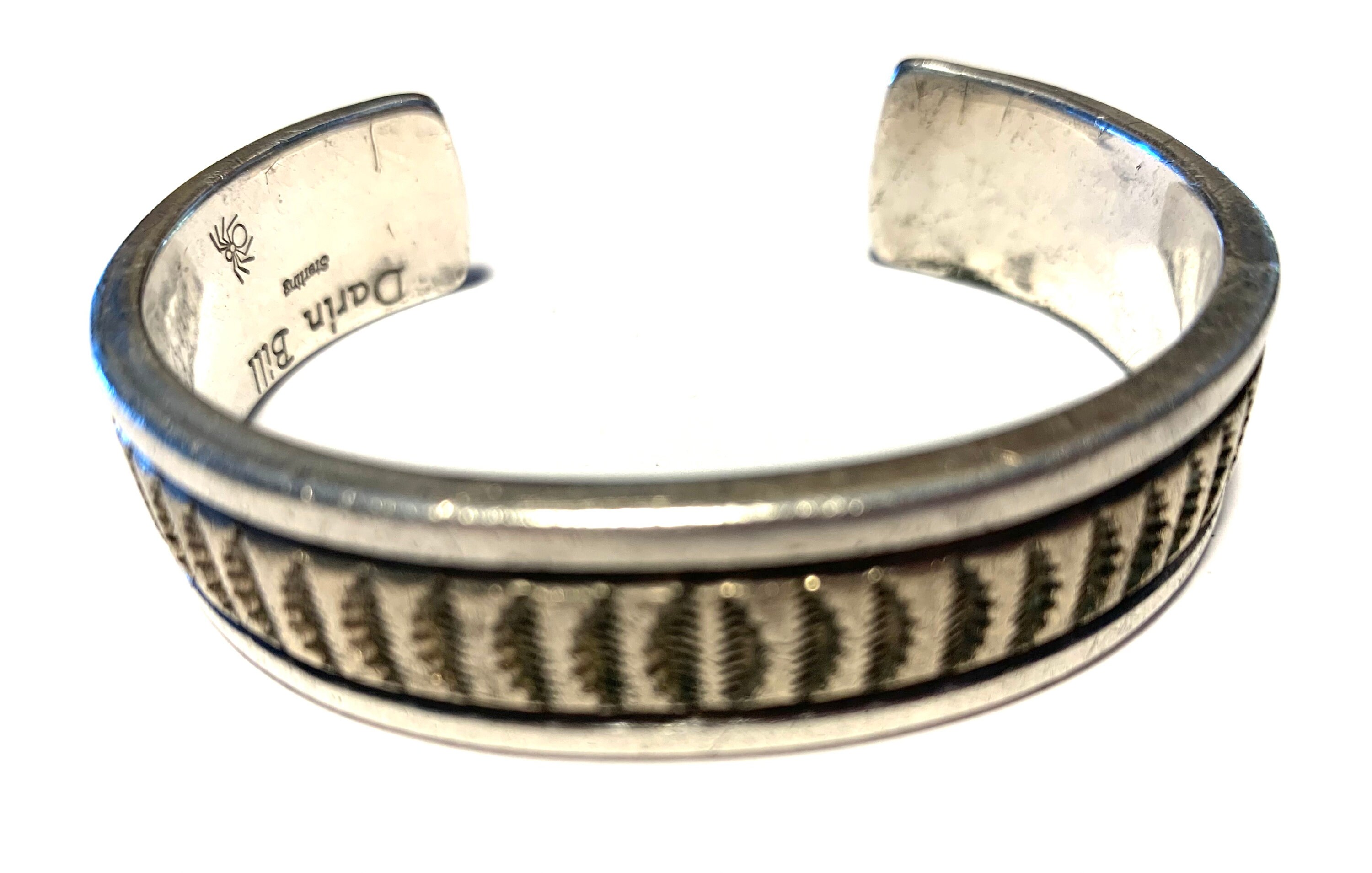 Vintage Heavy Sterling Silver Men Cuff Bracelet by Navajo Artist Darin ...