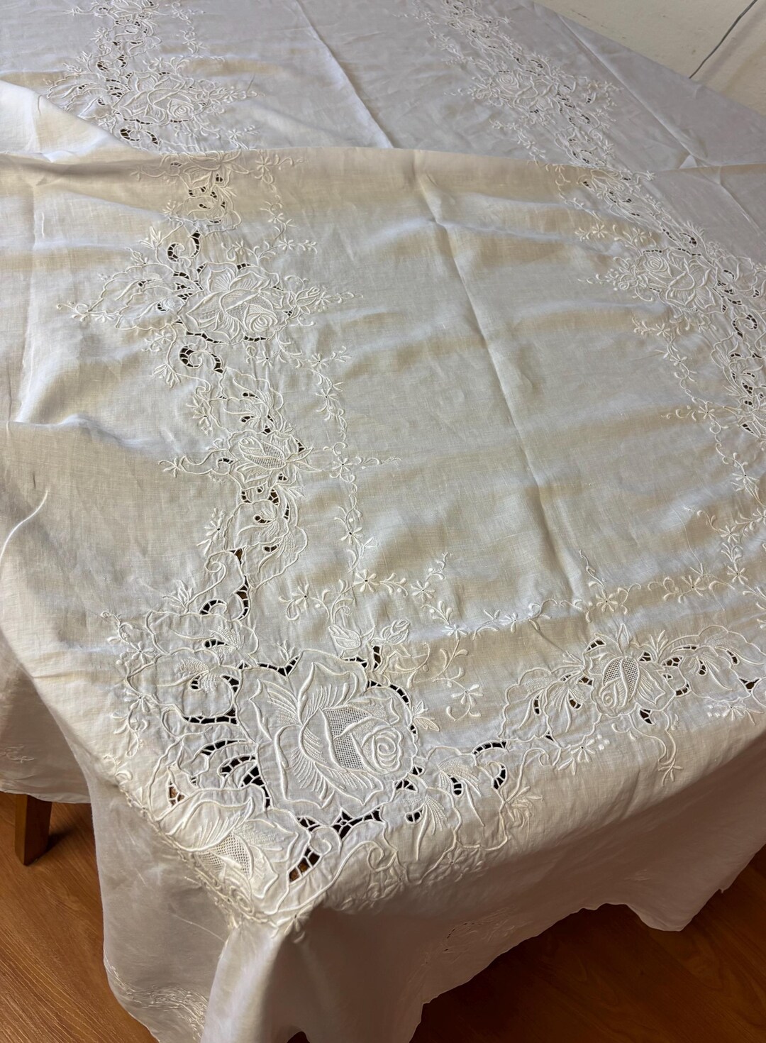 Antique French Intricate Handmade White Cotton Muslin Needlework ...