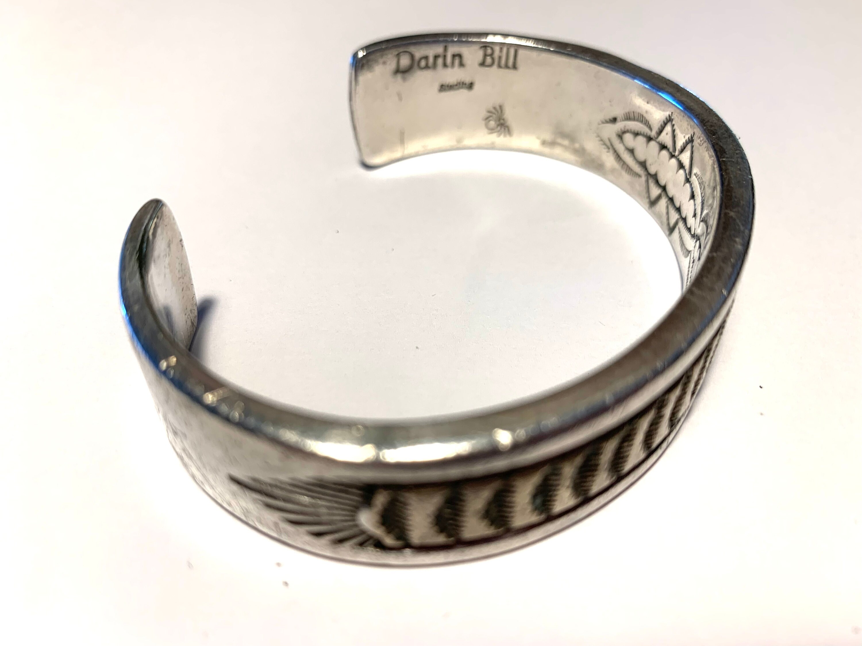 Vintage Heavy Sterling Silver Men Cuff Bracelet by Navajo Artist Darin ...