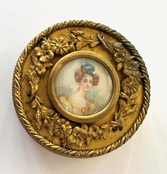 Antique 19th C French Ormolu Gilt Bronze Hand Painted… - Gem