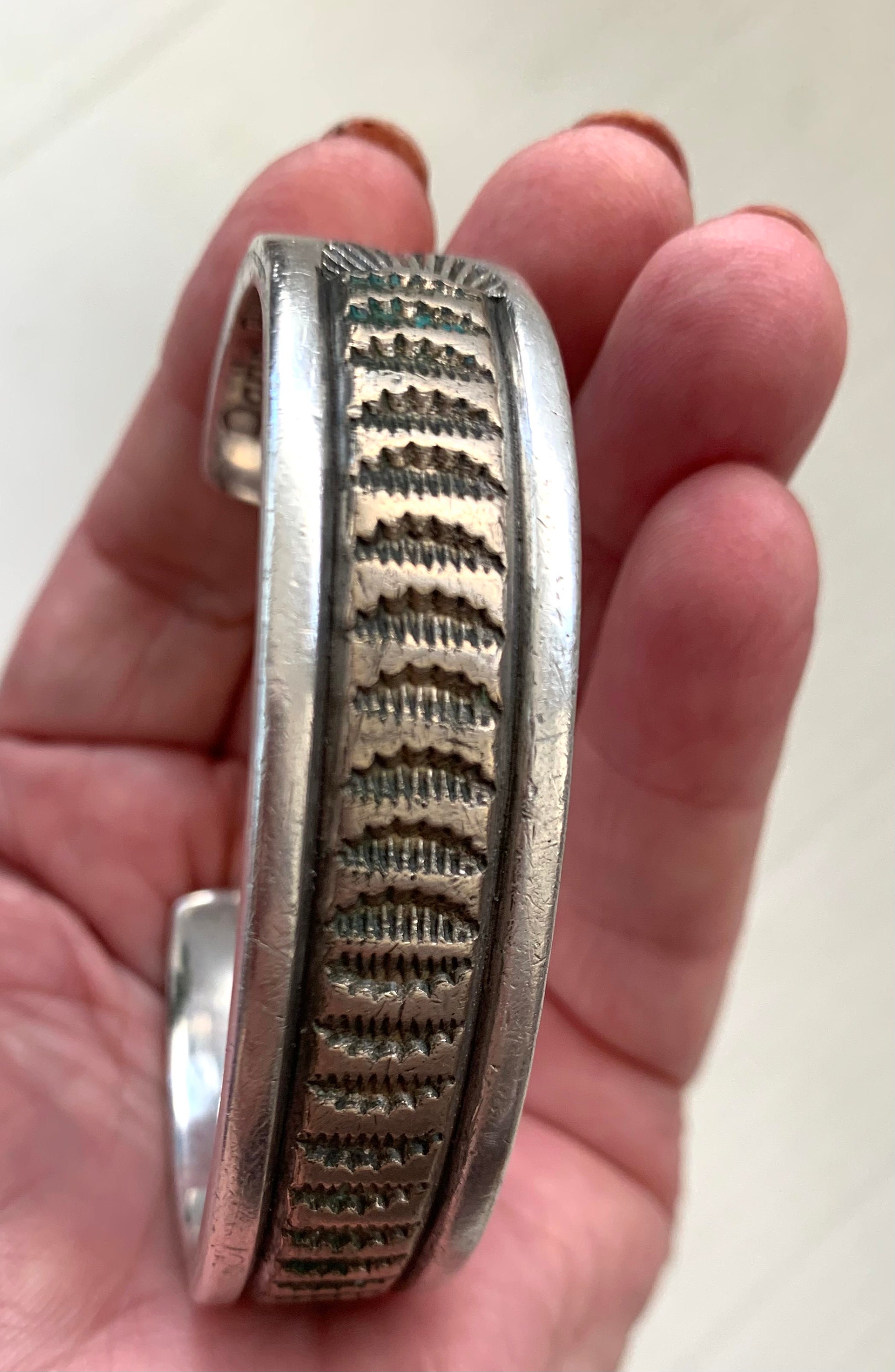 Vintage Heavy Sterling Silver Men Cuff Bracelet by Navajo Artist Darin ...