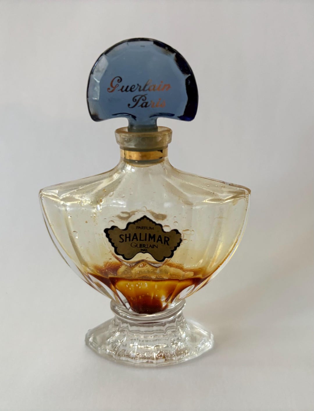 Vintage Glass Shalimar Perfume Bottle by Guerlain, Paris, Blue Glass ...