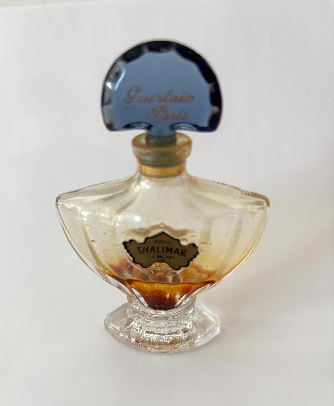 Vintage Glass Shalimar Perfume Bottle by Guerlain, Paris, Blue Glass ...