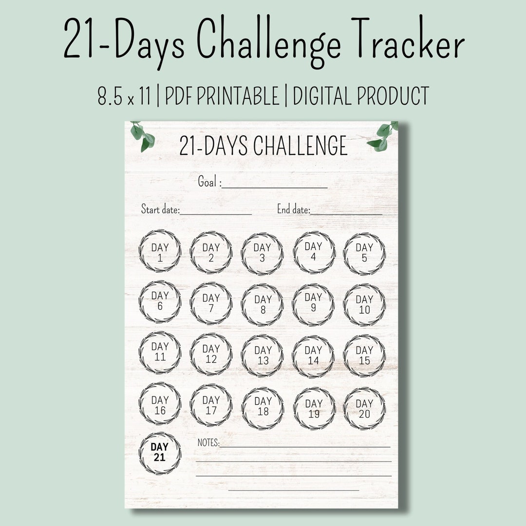 21-day Challenge Tracker Printable Habit Tracker Goal - Etsy