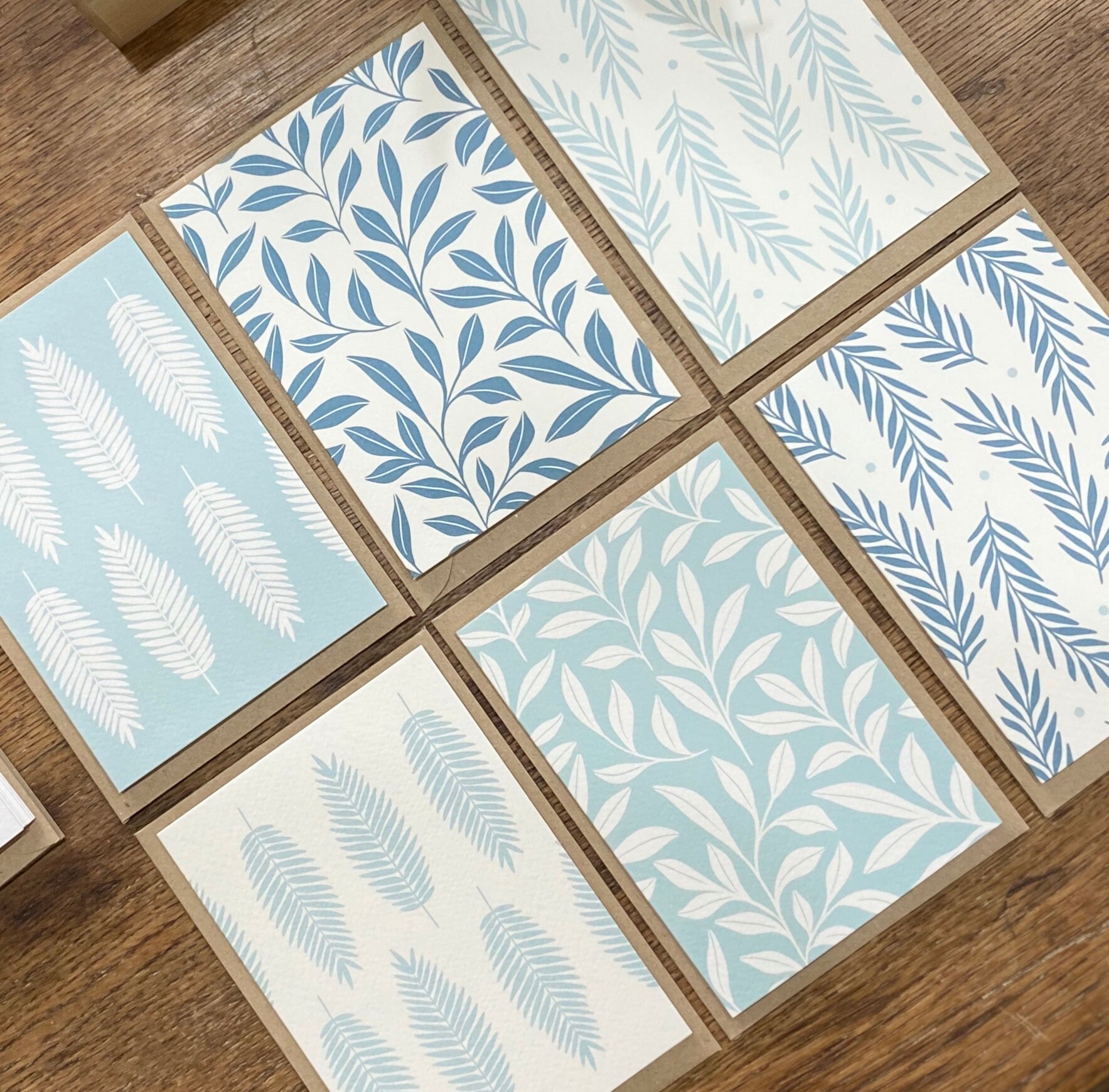 Set of 6 notecards with envelopes. Fern print designs Boxed set of 6 ...