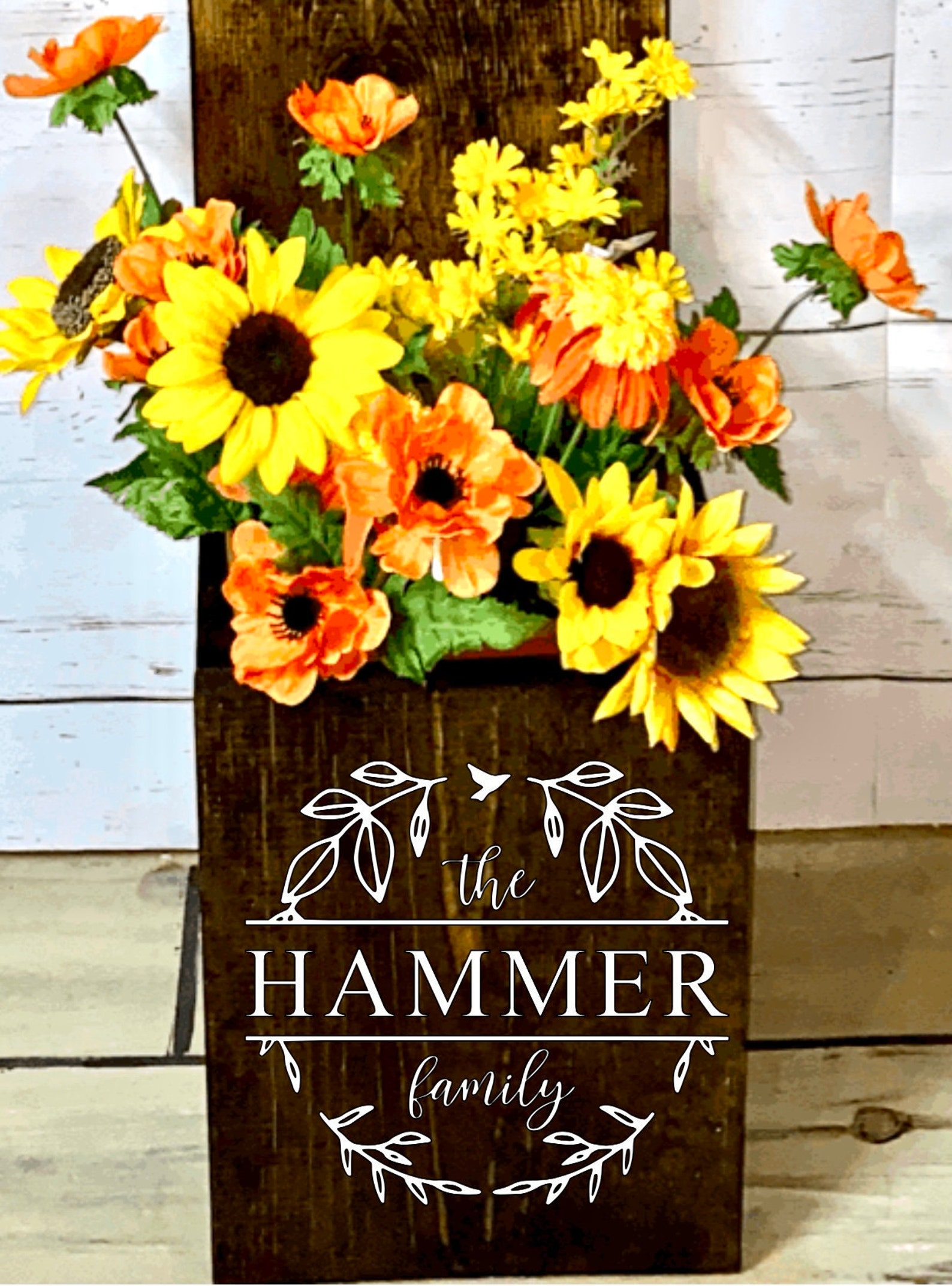 Large Welcome Sign With Planter Welcome Wood Planter Box Personalized ...