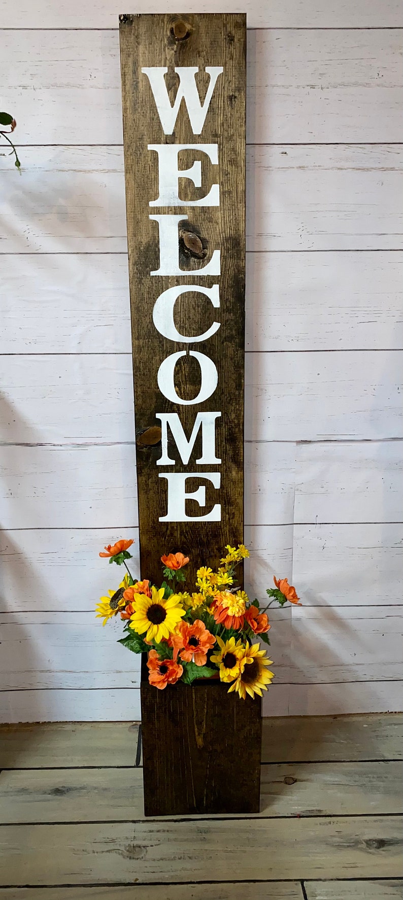 Large Welcome Sign With Planter Welcome Wood Planter Box - Etsy