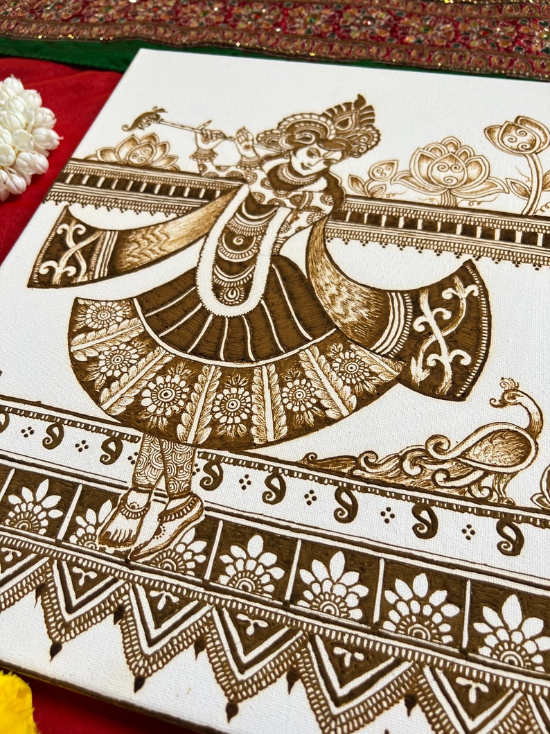 Krishna Henna Art on Canvas - Etsy