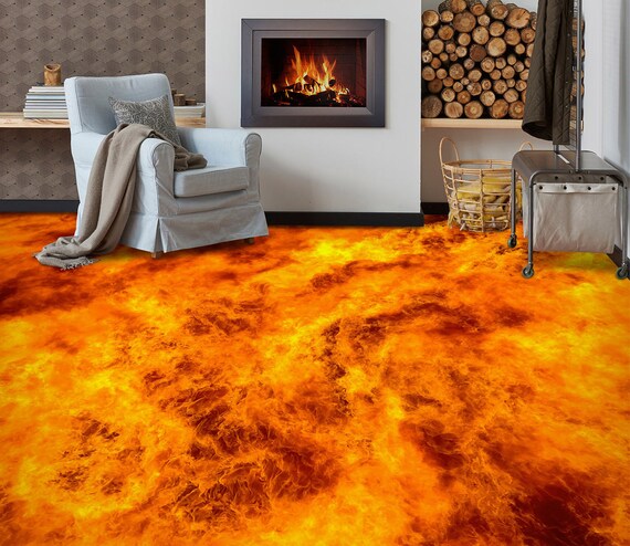 3D Fiery Flame JJ7551FF Floor Wallpaper Murals Self-adhesive - Etsy