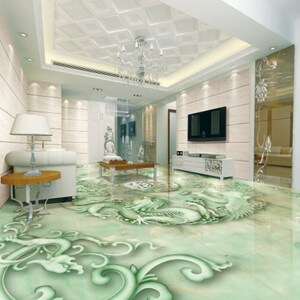 3D Cyan Dragon JJ4063FF Floor Wallpaper Murals Self-adhesive Removable ...