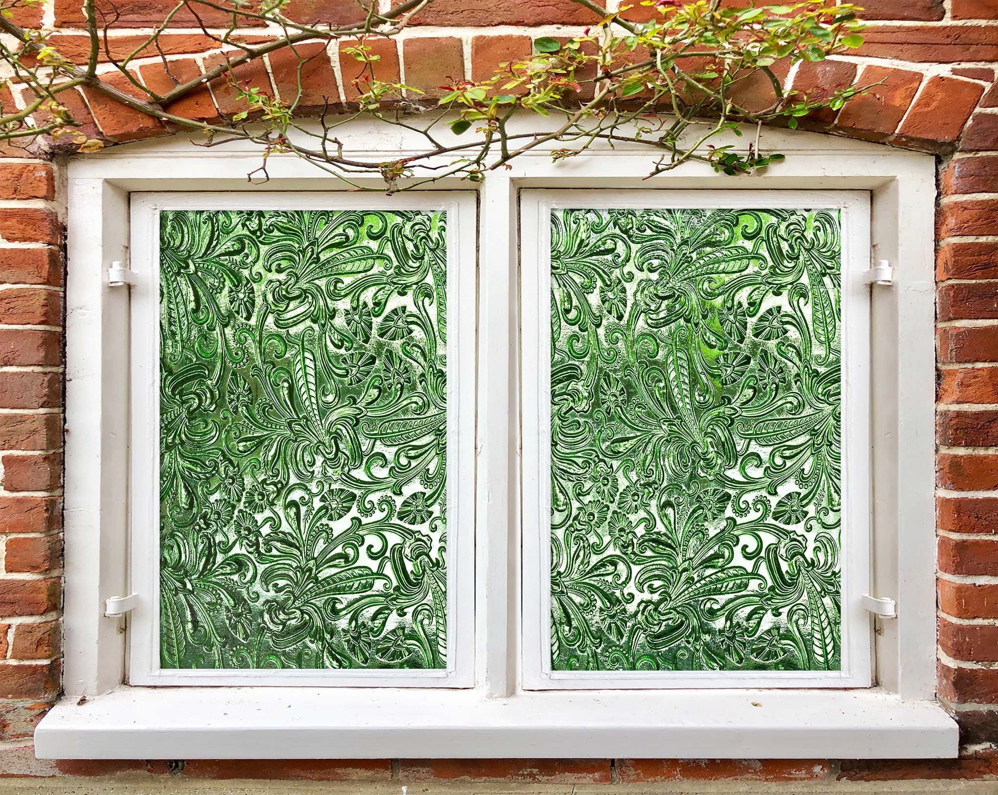 3D Green Leaves WD4123 Window Film Print Sticker Cling Stained Glass ...