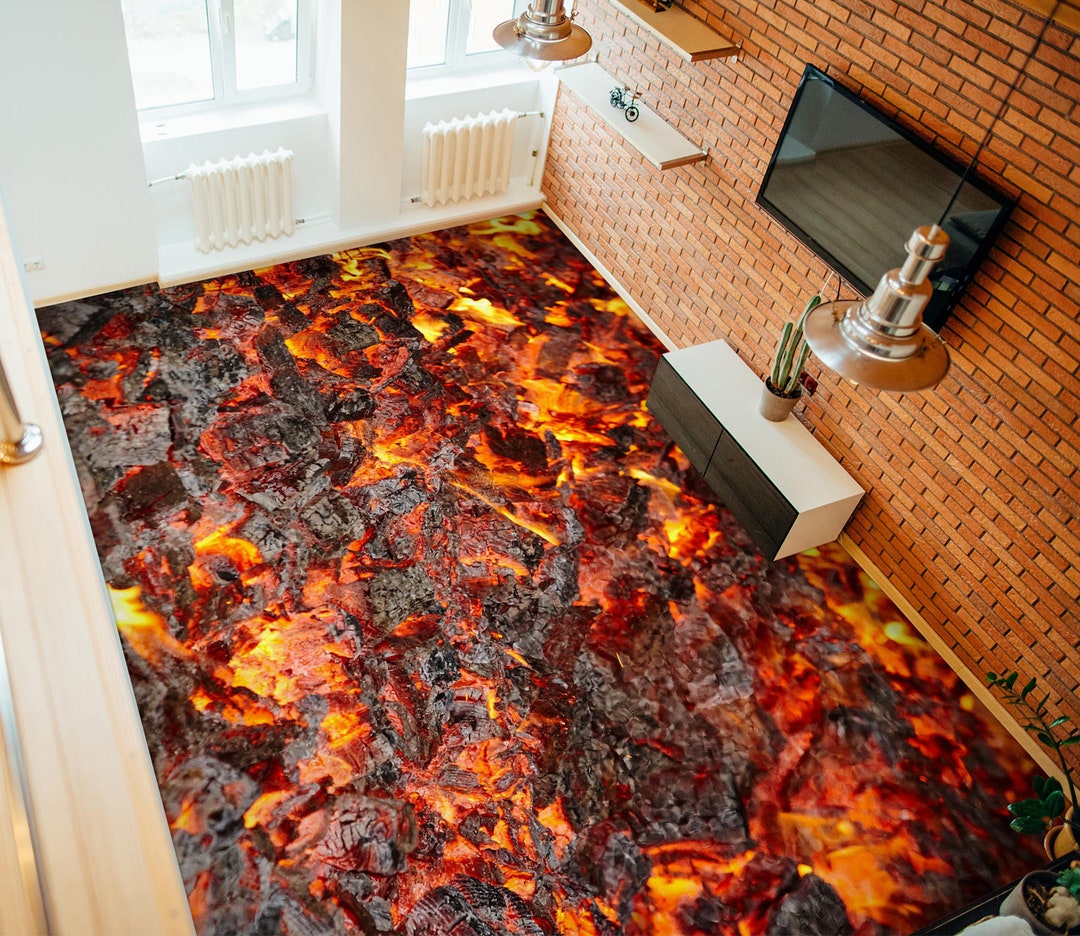 3D Lava World JJ7586FF Floor Wallpaper Murals Self-adhesive Removable ...