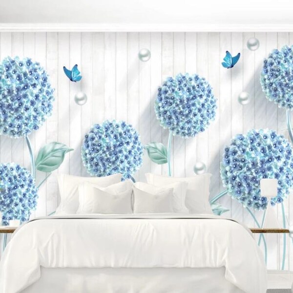 Hydrangea Removable Wall Mural - Etsy