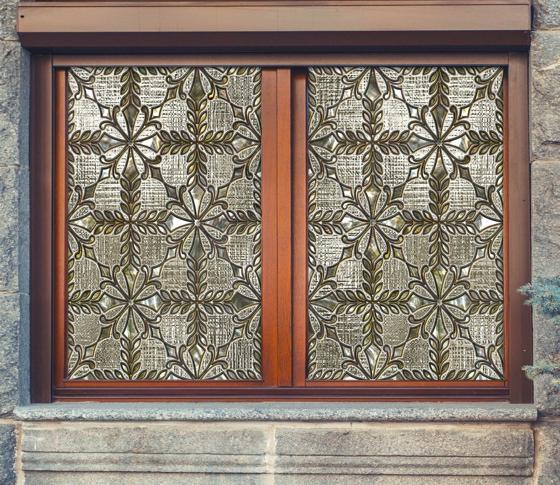 3D Silver Flower Pattern W287 Window Film Print Sticker Cling Stained ...