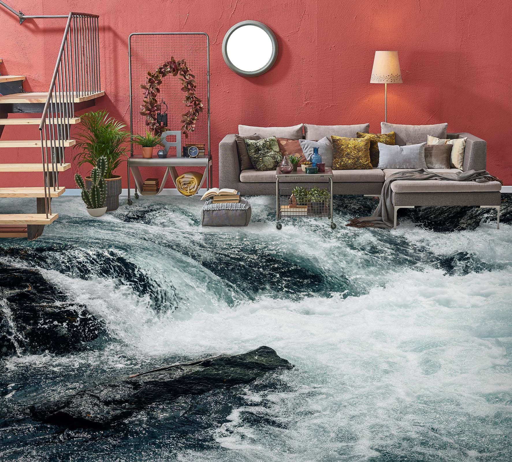 3D Spray Splash JJ3236FF Floor Wallpaper Murals Self-adhesive Removable ...