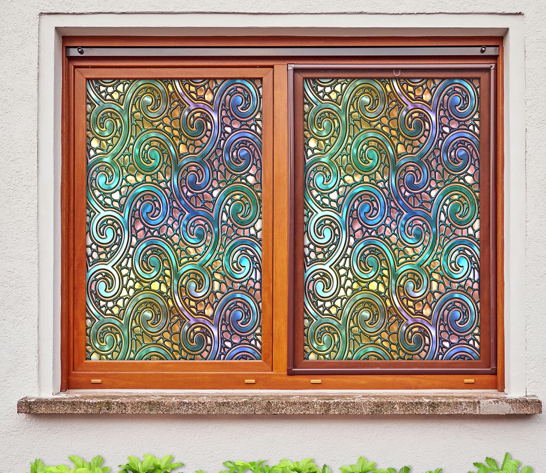 3D Fun Style W804 Window Film Print Sticker Cling Stained Glass Xmas ...