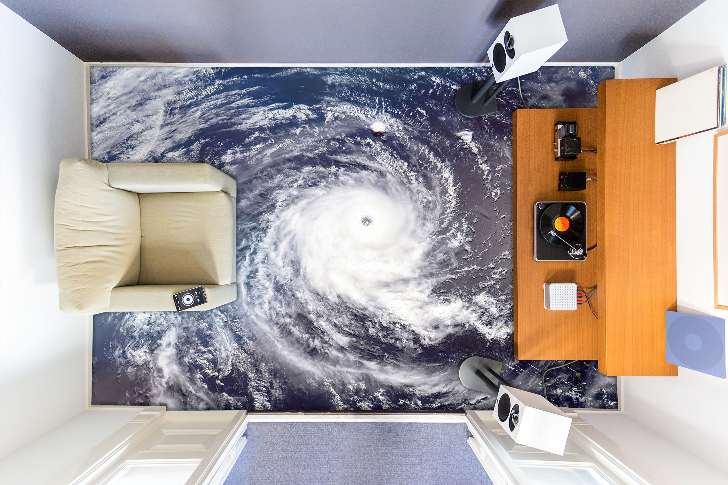 3D Storm Vortex JJ9253FF Floor Wallpaper Murals Self-adhesive Removable ...