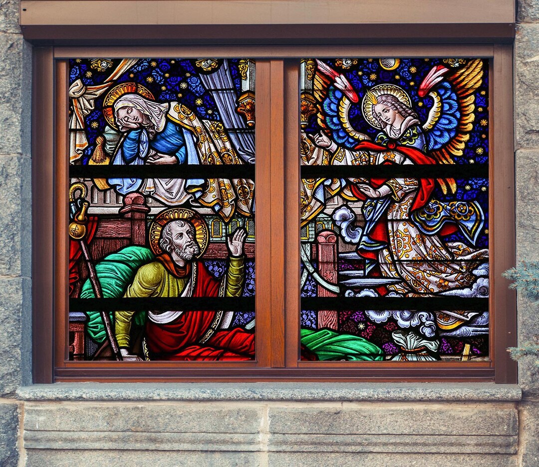 3D Blue Wing WD6138 Window Film Print Sticker Cling Stained Glass Xmas ...