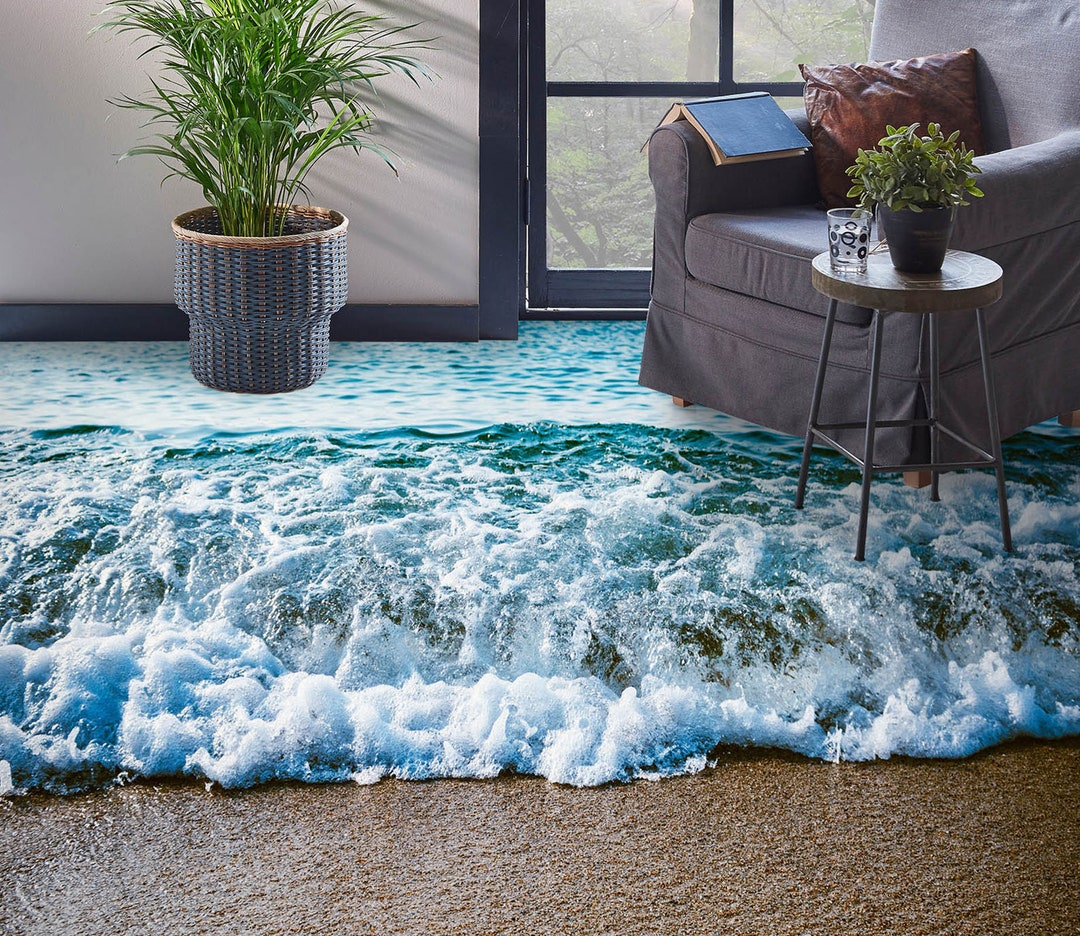 3D Ocean Wave Art Dream JJ7793FF Floor Wallpaper Murals Self-adhesive ...