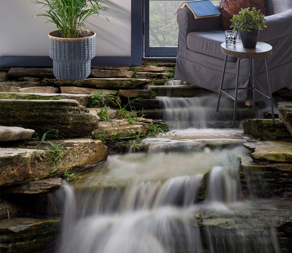 3D Stone Steps and Water JJ5120FF Floor Wallpaper Murals - Etsy