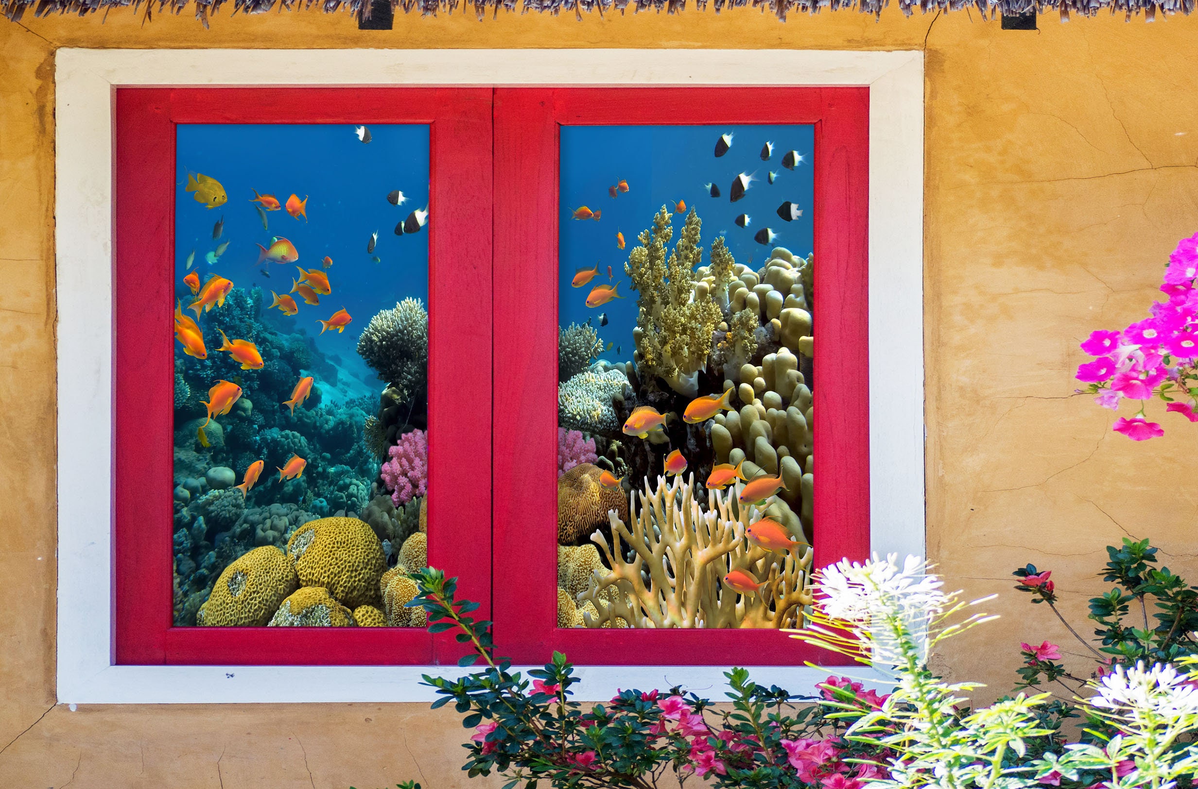 3D Vibrant Fish W022 Window Film Print Sticker Cling Stained | Etsy