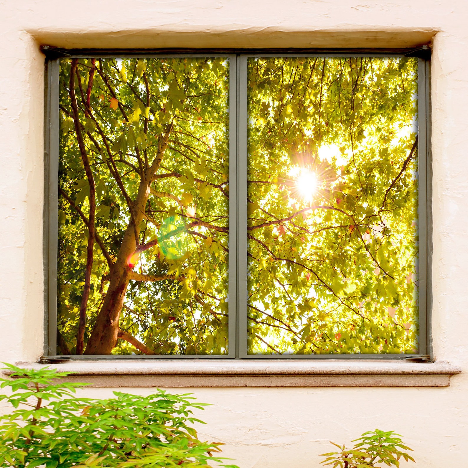 3D Sunny Forest W894 Window Film Print Sticker Cling Stained Glass Xmas ...