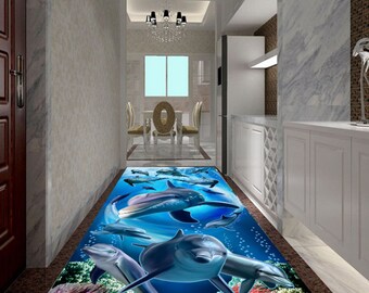 3D Dolphin Wall 0002 Floor Wallpaper Murals Self-adhesive Removable ...