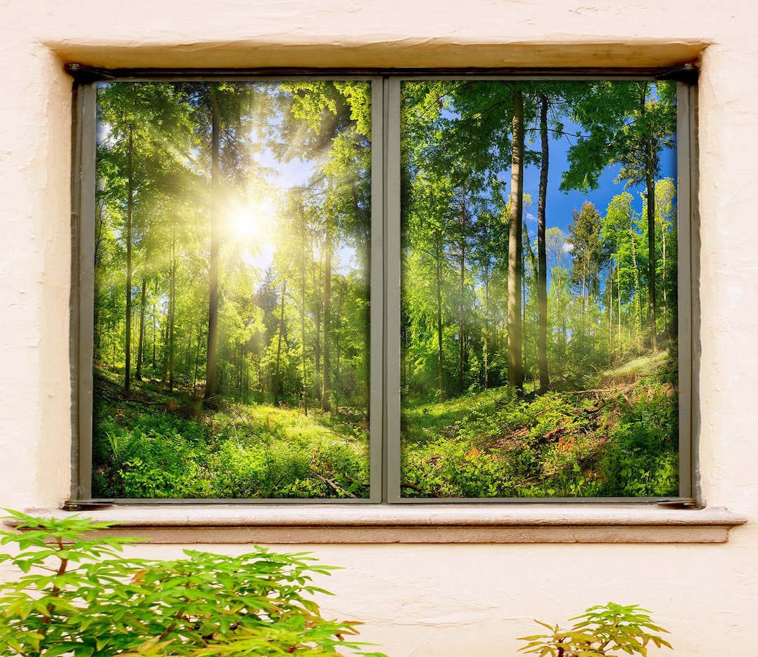 3D Sunny Green Forest W1143 Window Film Print Sticker Cling Stained ...