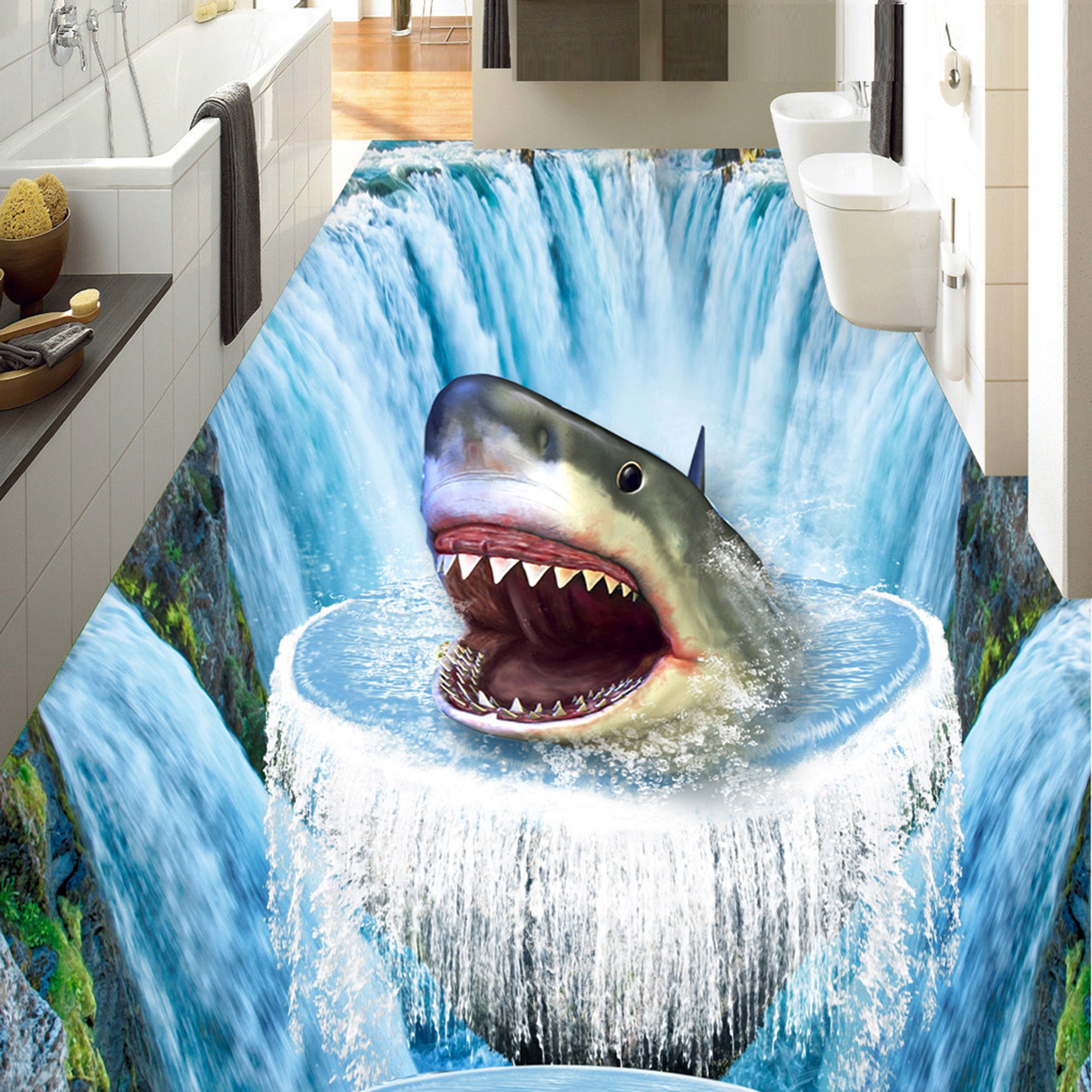 3D Dangerous Shark JJ6364FF Floor Wallpaper Murals Self adhesive Removable Bath Floor Waterproof Floor Rug Mat Print Epoxy Kitchen Etsy