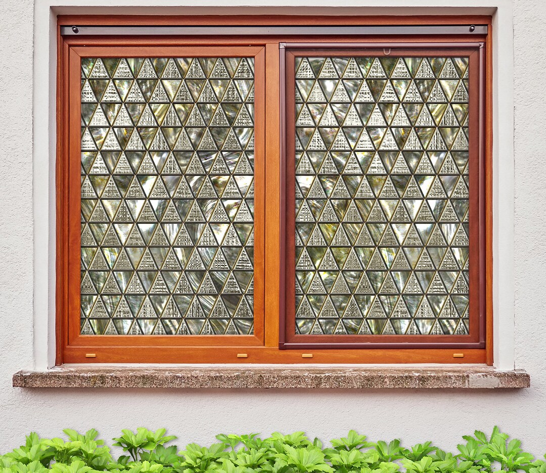 3D Triangle Puzzle WD5183 Window Film Print Sticker Cling Stained Glass ...