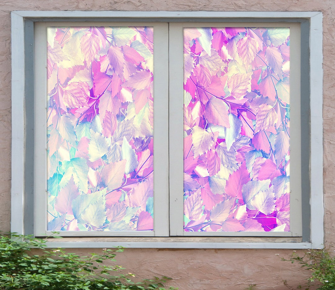 3D Pink Leaves WD5150 Window Film Print Sticker Cling Stained Glass ...