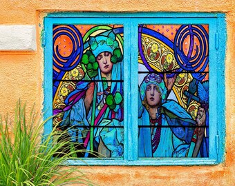 3D Blue Ocean W115 Window Film Print Sticker Cling Stained Glass Xmas ...