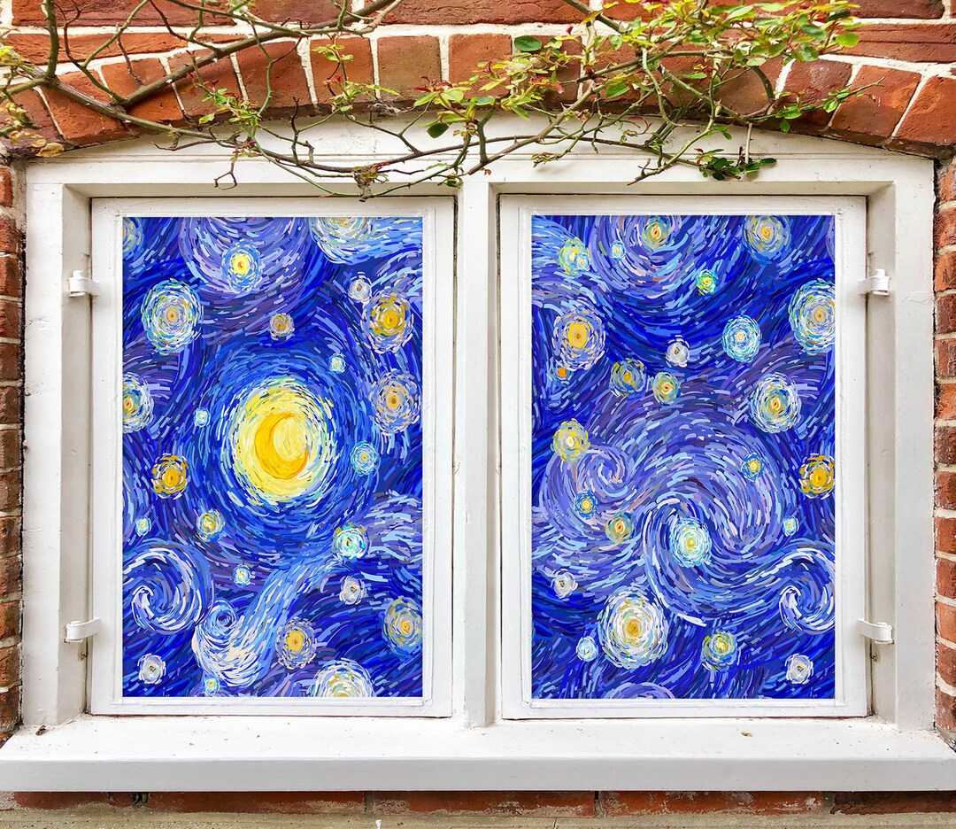 3D Blue and Yellow W092 Window Film Print Sticker Cling - Etsy