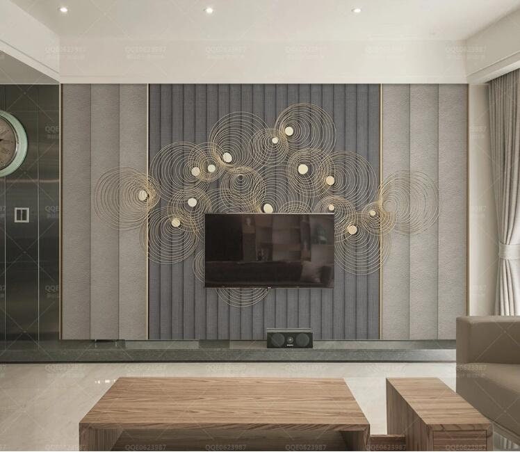 3D Thin Gold Thread ZZ477 Self-adhesive Wallpaper Mural Peel and Stick ...