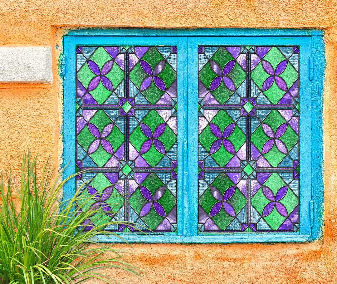 3D Purple Flowers WD4189 Window Film Print Sticker Cling Stained Glass ...