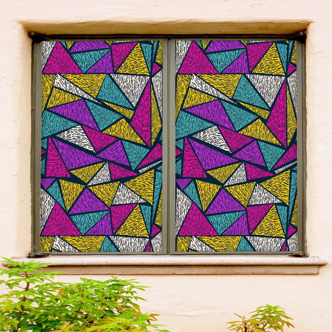 3D Purple Triangle WD7718 Window Film Print Sticker Cling Stained Glass ...