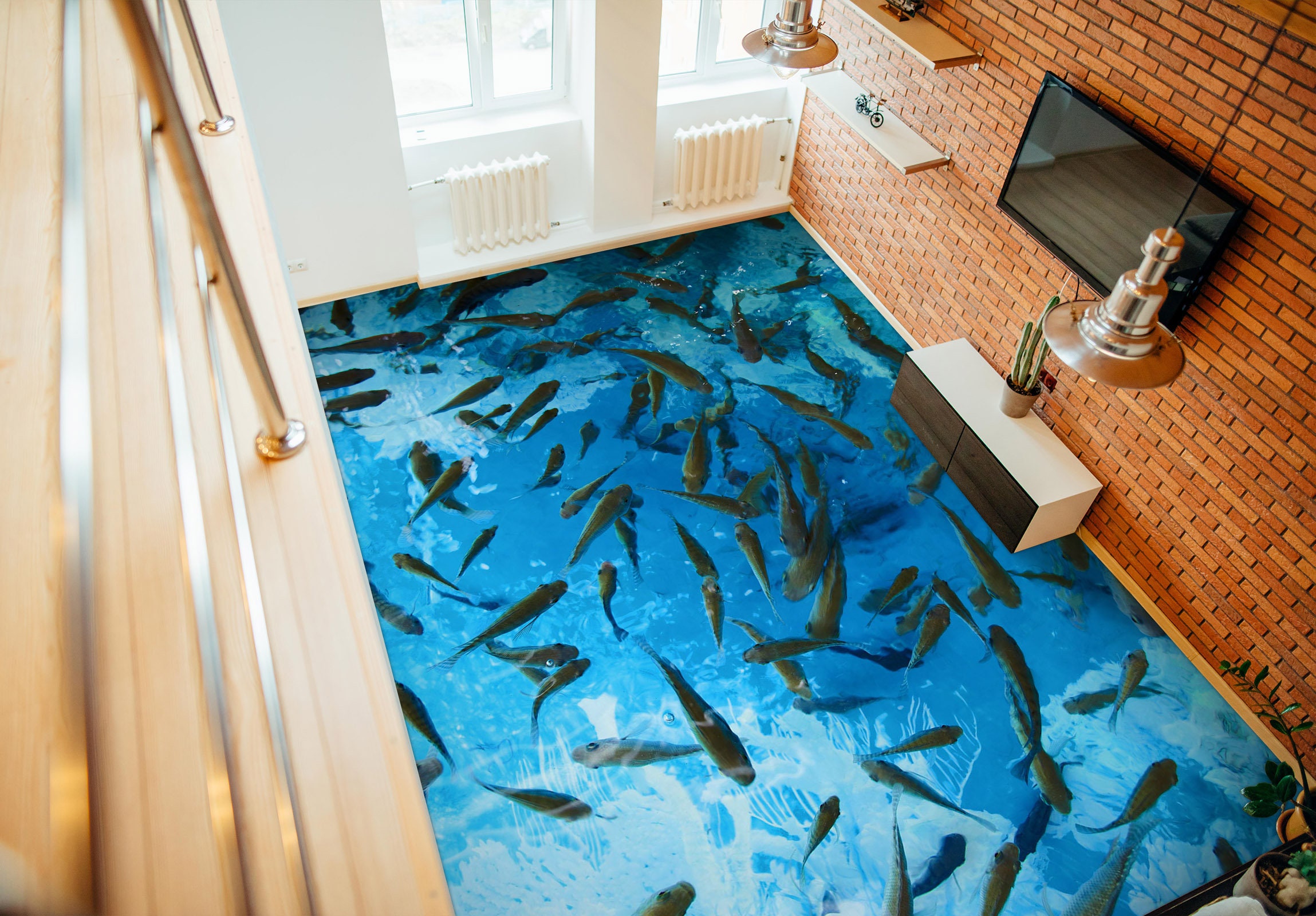 3D Free Fish Life JJ4505FF Floor Wallpaper Murals Self-adhesive ...