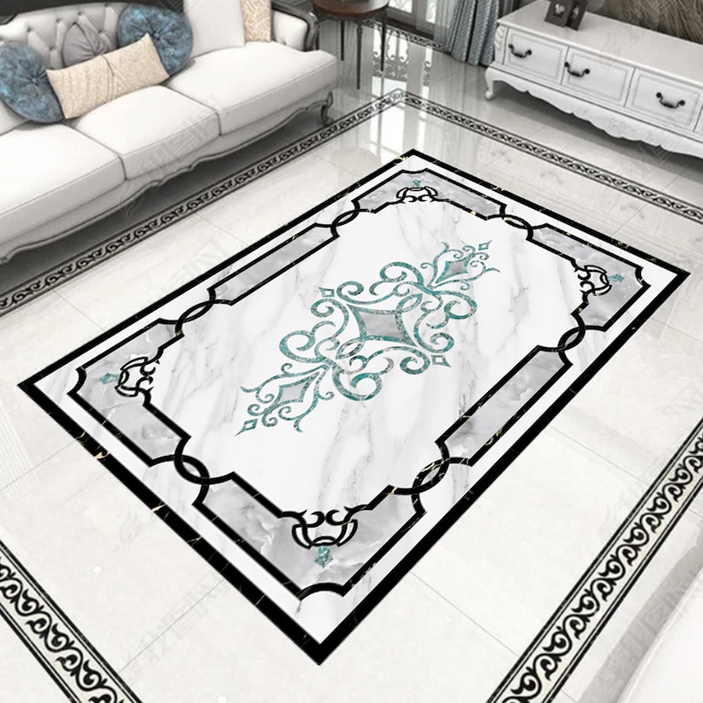 3D Cyan Outline JJ6527FF Floor Wallpaper Murals Self-adhesive Removable ...