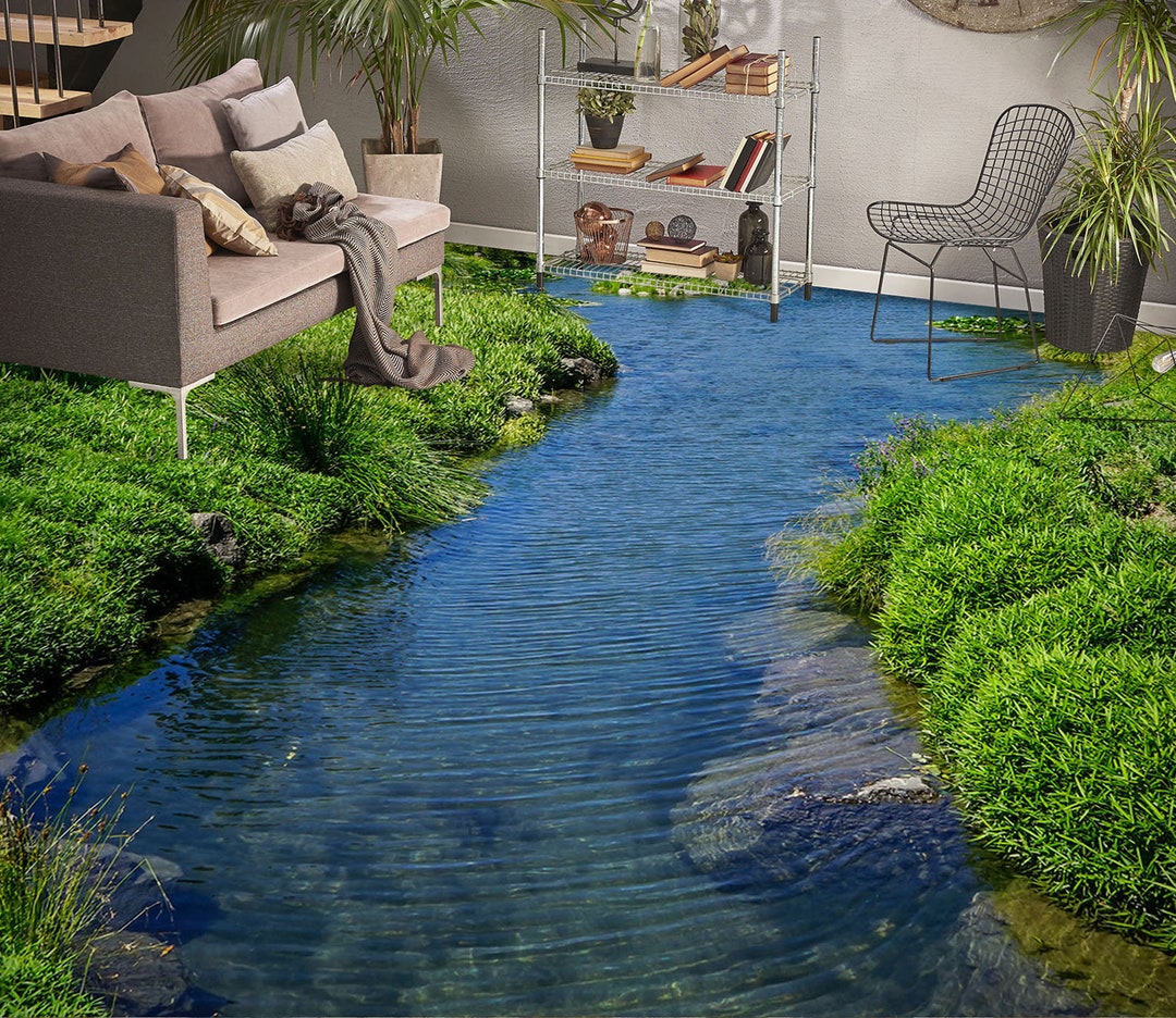3D Gentle Blue River Water JJ2475FF Floor Wallpaper Murals Self ...