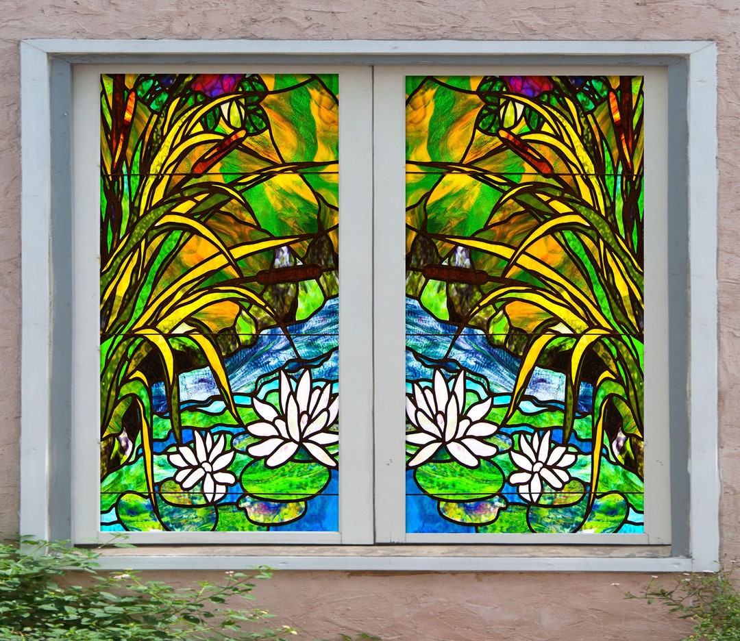 3D White Lotus WD5195 Window Film Print Sticker Cling Stained Glass ...