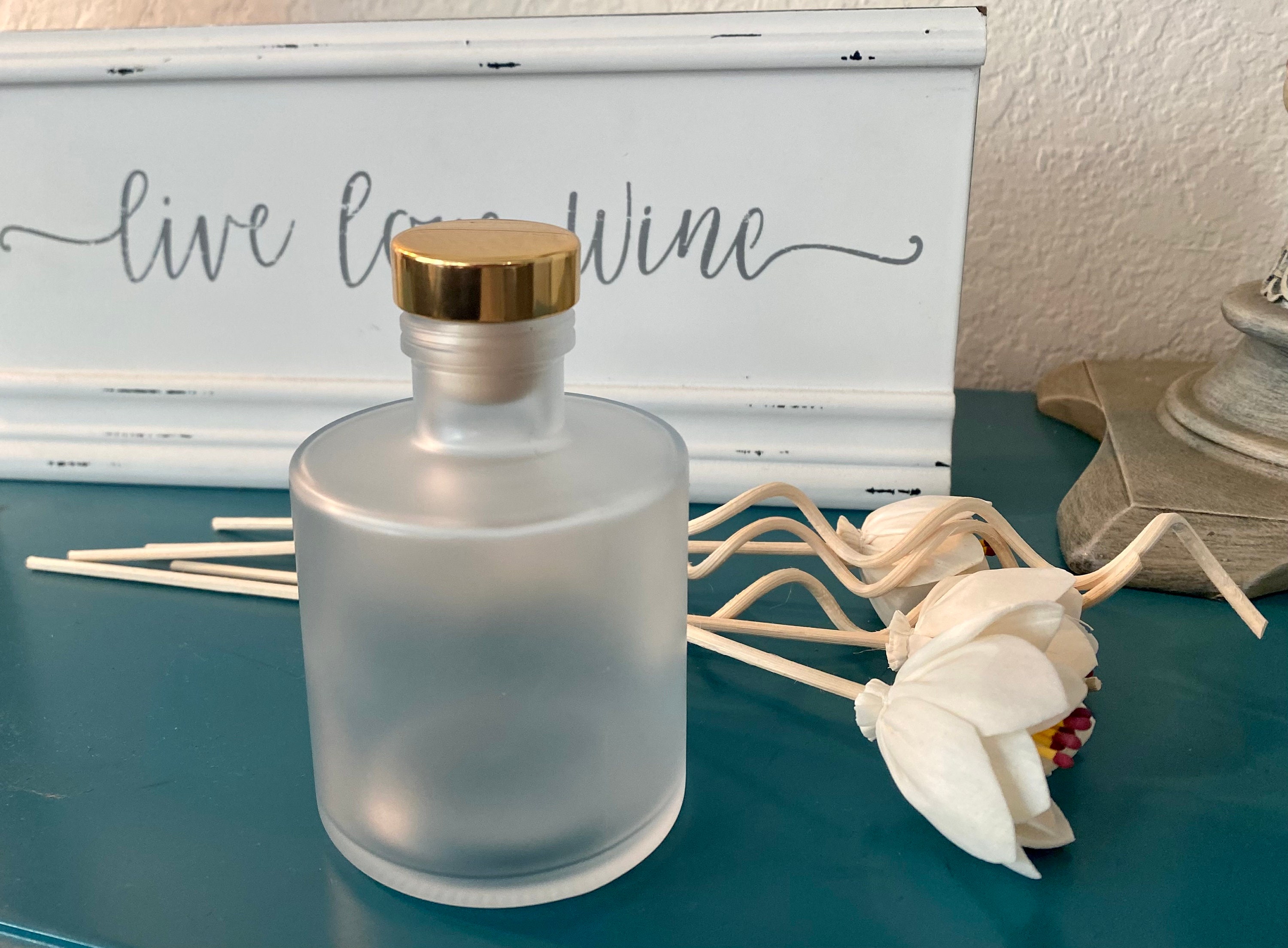 4 Ounce Frosted Glass Reed Diffusers With Floral Reeds - Etsy