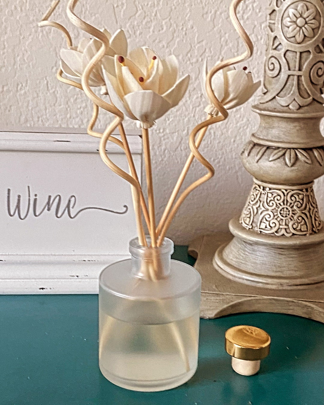 4 Ounce Frosted Glass Reed Diffusers With Floral Reeds - Etsy