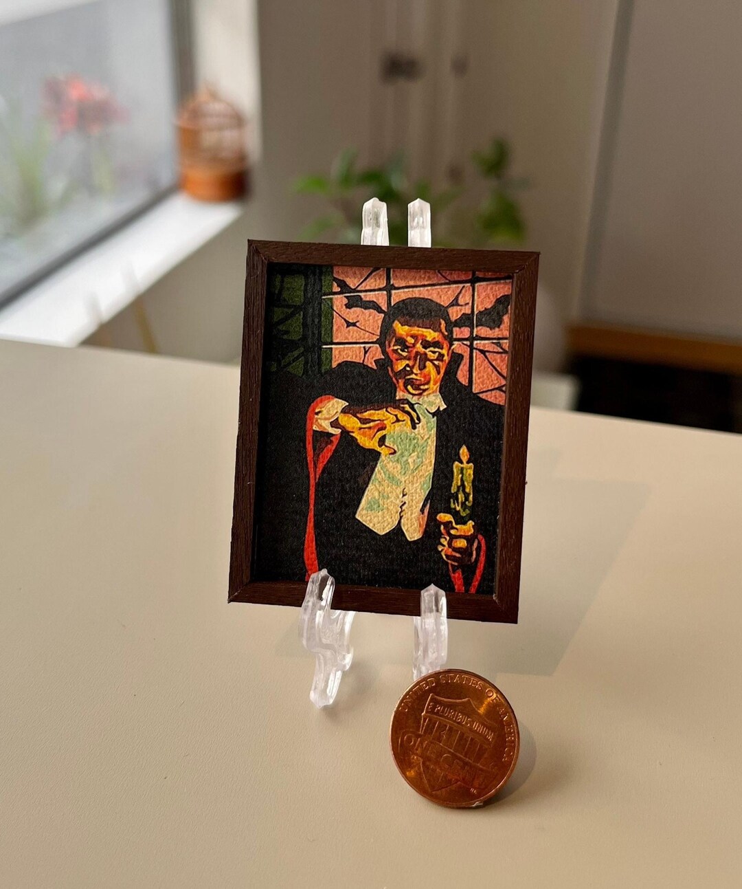 Mini Dracula Painting: Handmade Retro Halloween Decor - Etsy