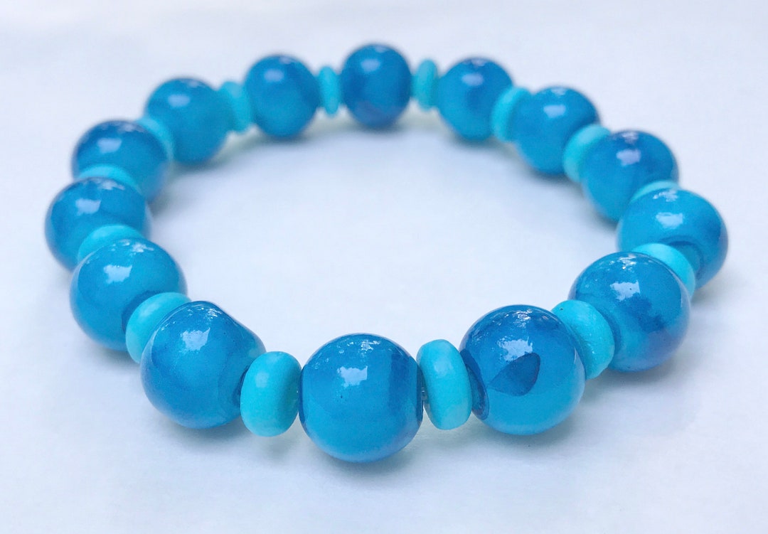 Blue Beaded Bracelet - Etsy