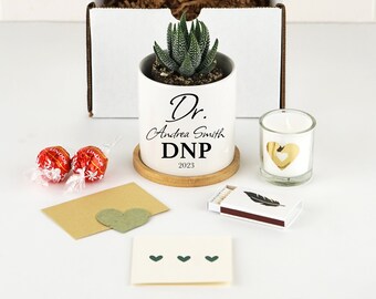 Personalized DNP Graduation Gift 3 White Ceramic Pot W/ Live Plant DNP Gift Doctor of Nursing ...