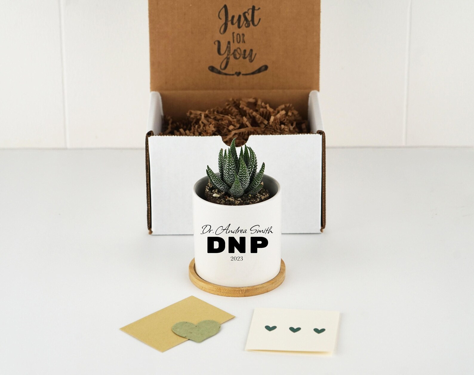 Personalized DNP Graduation Gift - 3" White Ceramic Pot W/ Live Plant ...