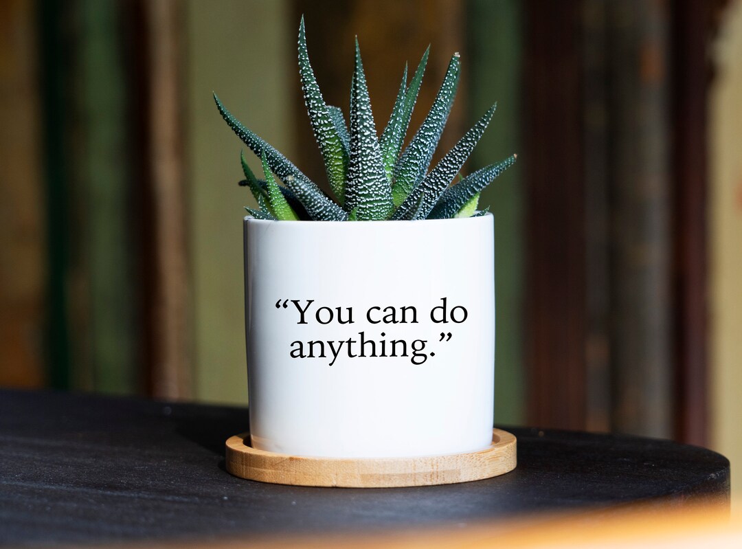 Custom Text Planter With Custom Text - 3" Mini White Ceramic Pot W ...