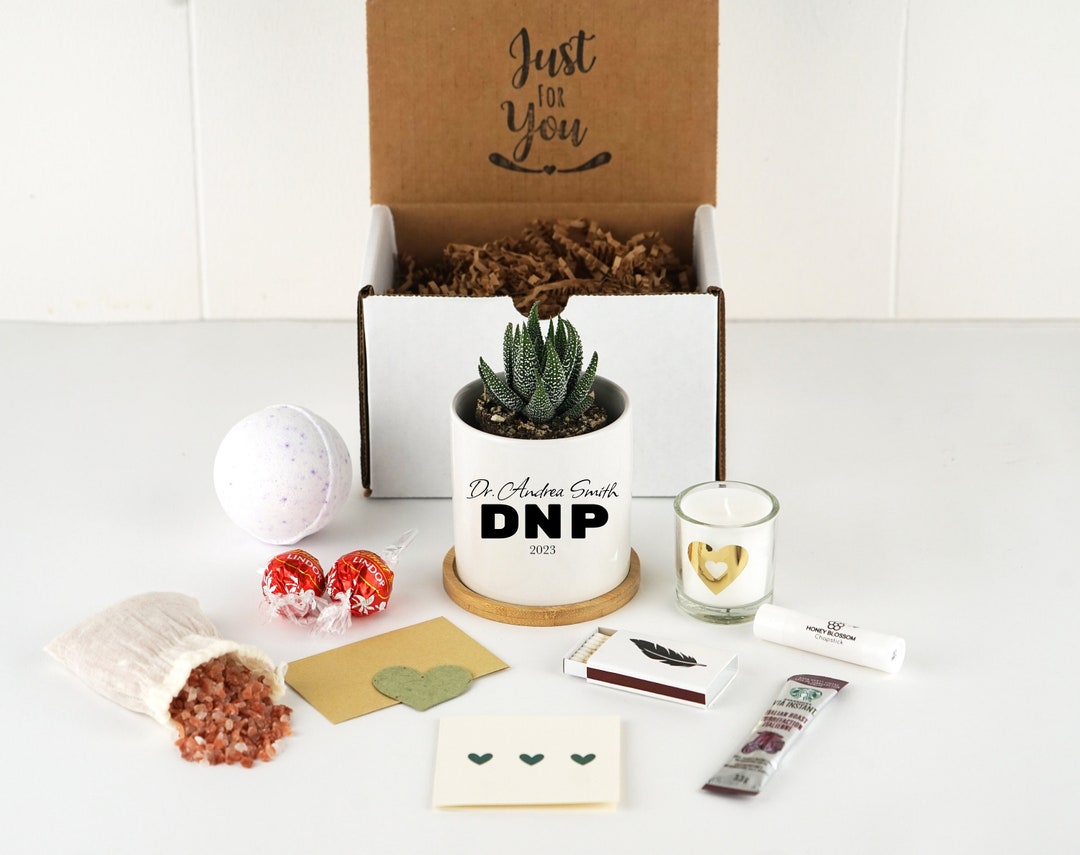 Personalized DNP Graduation Gift Box - 3" White Ceramic Pot W/ Live Plant - DNP Gift Doctor of ...
