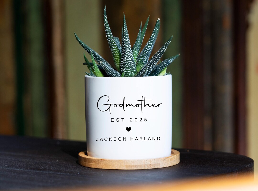 Godmother Proposal - 3" White Ceramic Pot W/ Tray - Godfather Proposal ...