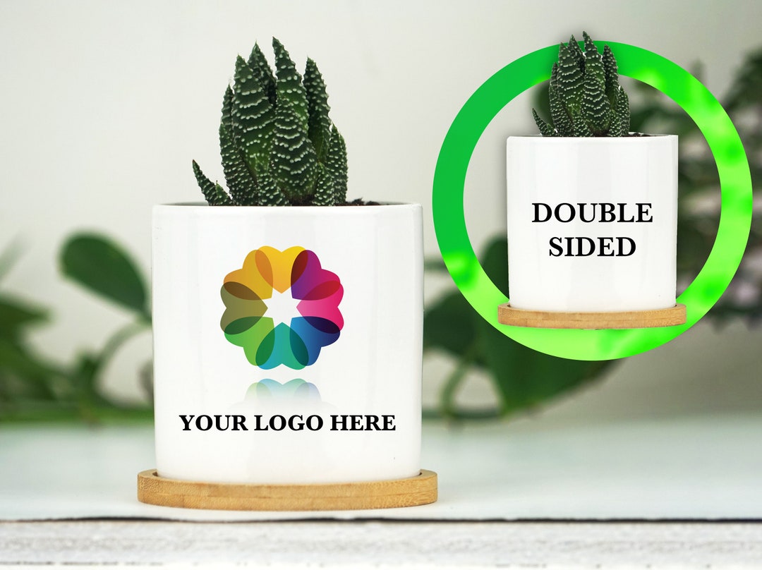 Double Sided Planter With FULL COLOR Custom Business Logo - 3" Mini ...